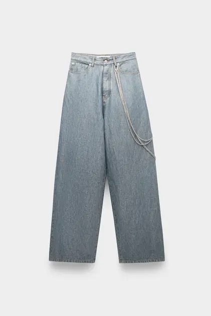 Брюки DARK PARK jax - crystal chain adorned wide-leg lurex denim light wash 9762242020 - купить ...