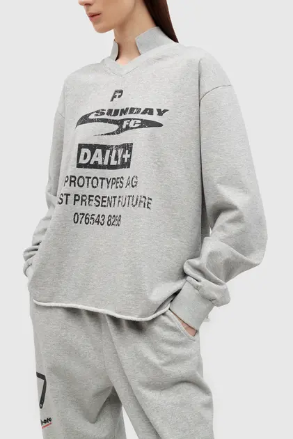 Толстовка Prototypes shrunken sweatshirt melange grey 9796251027 ...